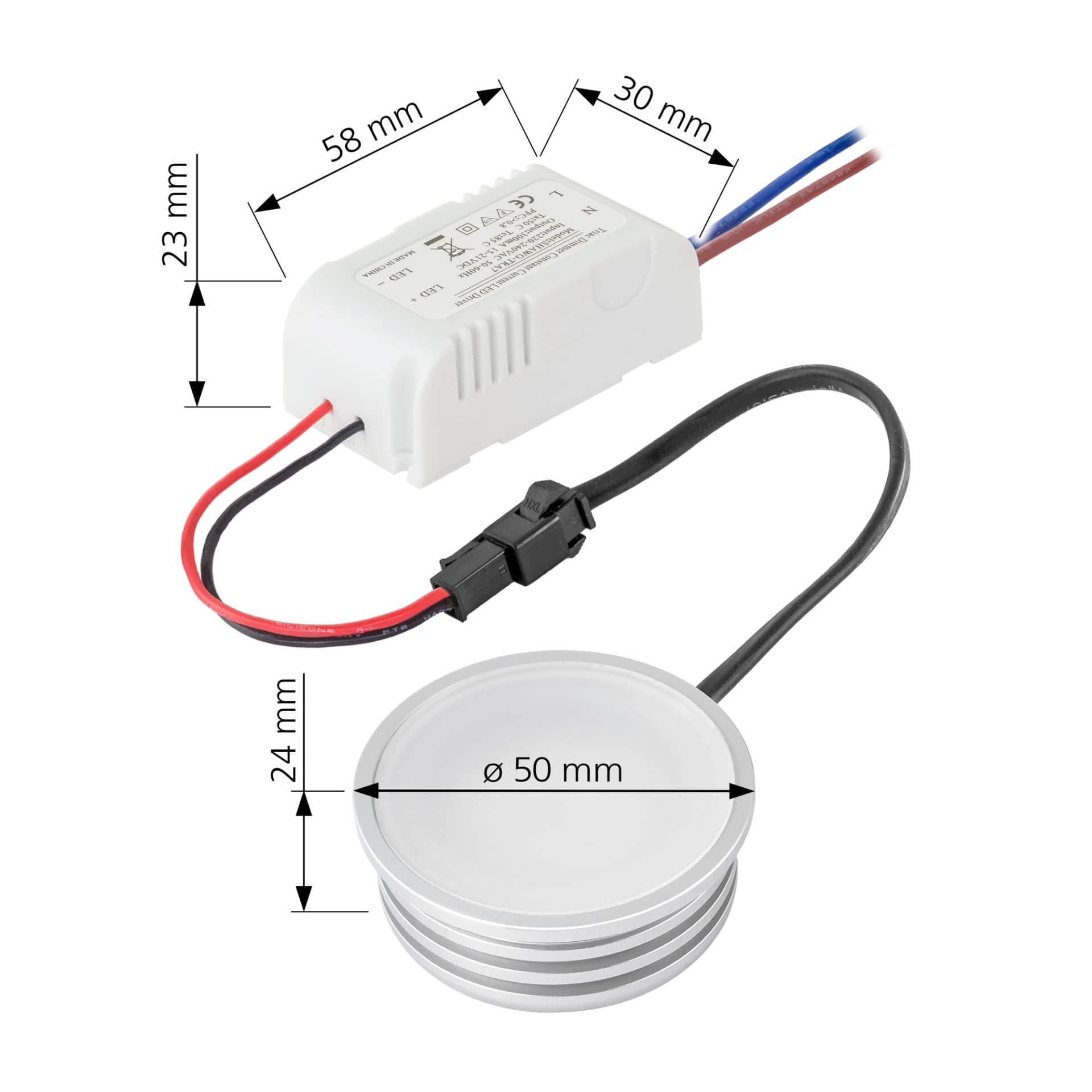 LED-Modul 230V nur 22mm flach DIMMBAR 7W statt 70W Aluminium 120 ...
