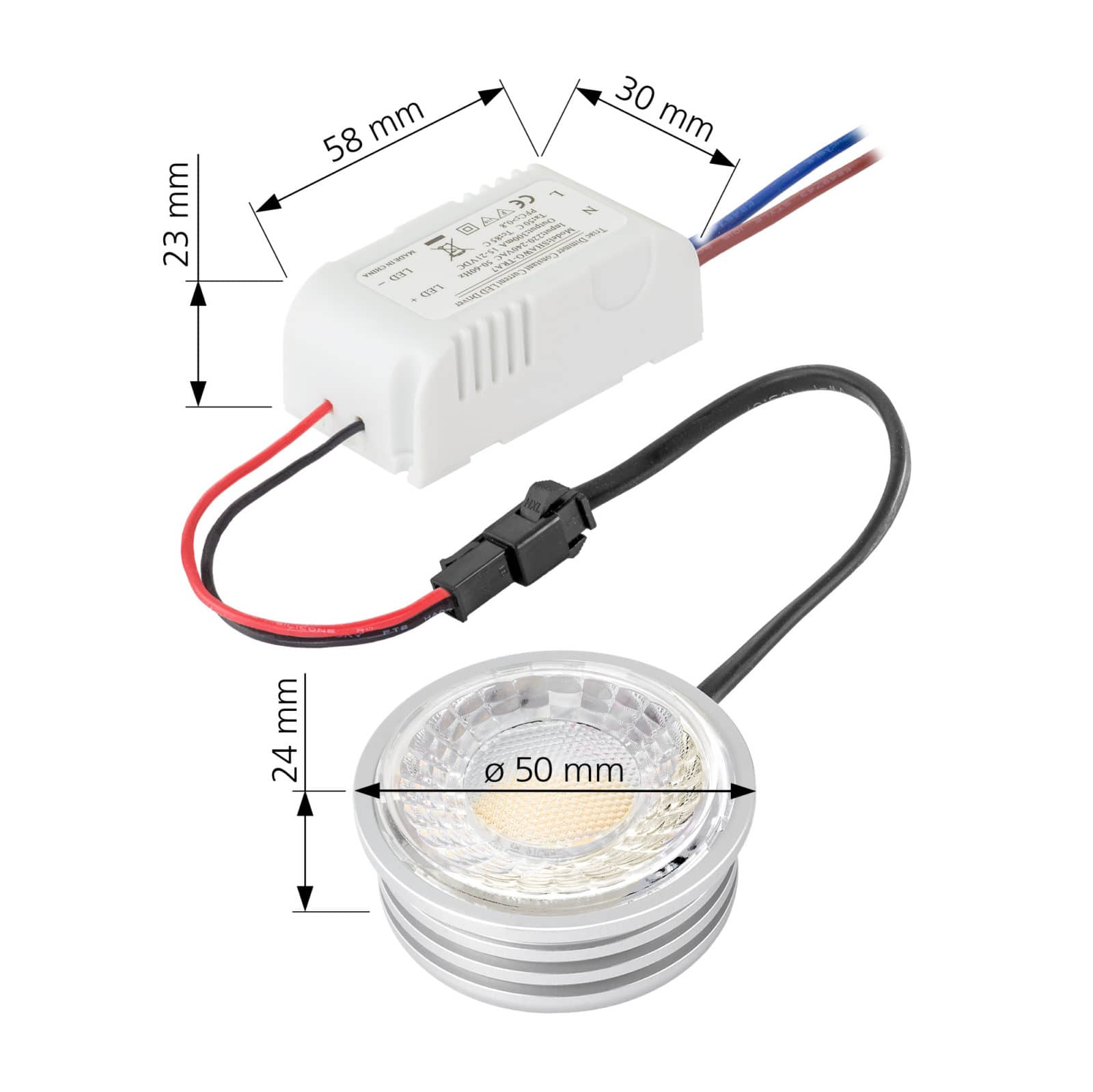 7W LED-Modul 230V nur 22mm flach Aluminium dimmbare Lichtfarbe 1800 ...